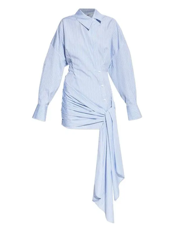 Attico Striped Cotton Mini Dress - Blue