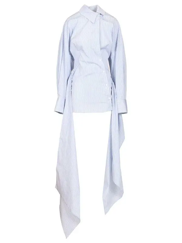 Attico Striped Cotton Mini Dress - Blue