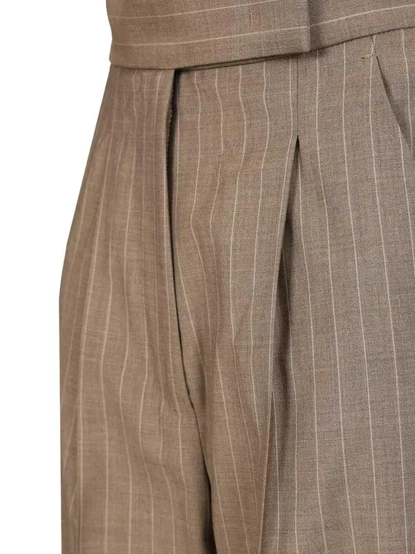 Max Mara Pinstriped Virgin Wool Trousers - Brown