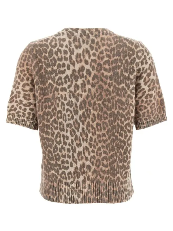 GANNI Leopard Wool Mix' T-shirt