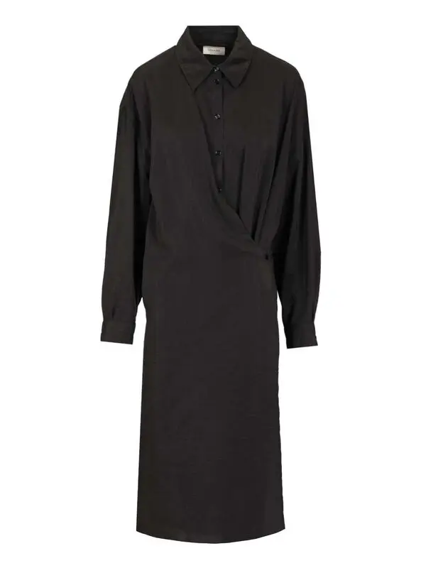 LEMAIRE Twisted Silk Blend Shirt Dress - Gray
