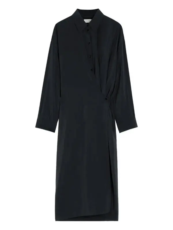 LEMAIRE Twisted Silk Blend Shirt Dress - Gray