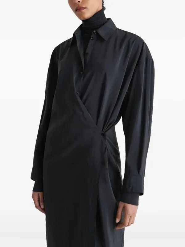 LEMAIRE Twisted Silk Blend Shirt Dress - Gray