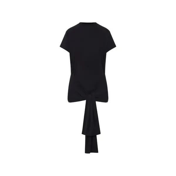 TOTEME Cotton Crew Neck Draped Short Sleeve T-shirt - Black