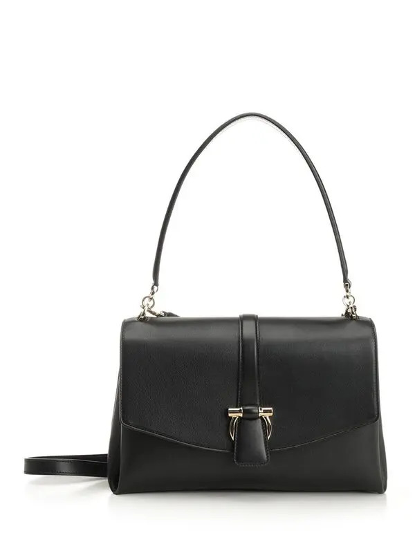 FERRAGAMO Leather Shoulder Bag - Black