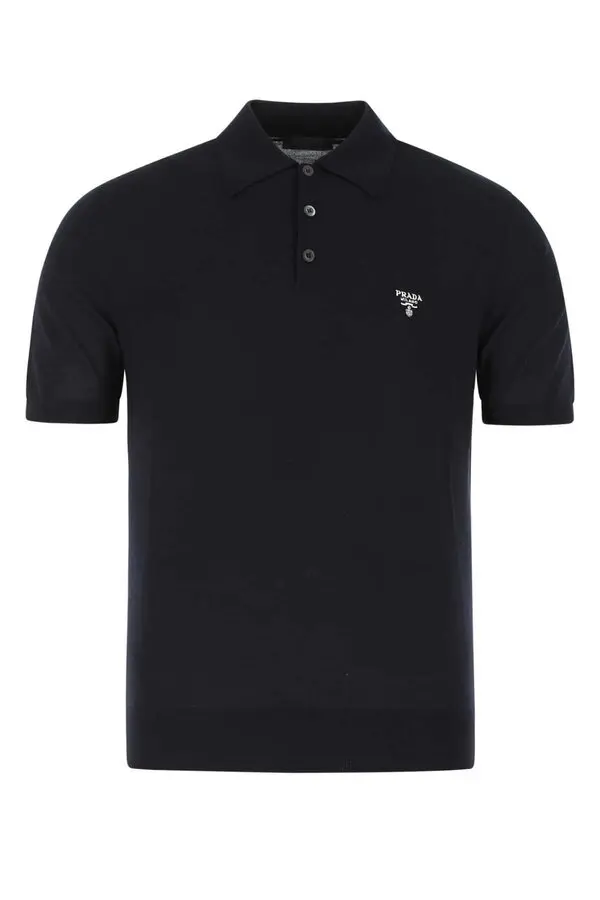 Prada Midnight Wool Polo Shirt - Blue