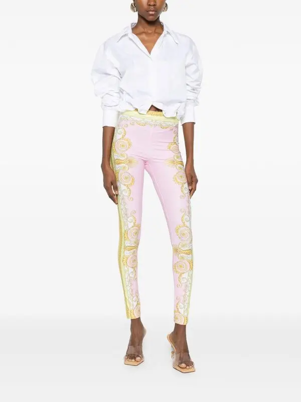 Versace Primavera Barocco Printed Leggings - Multicolor