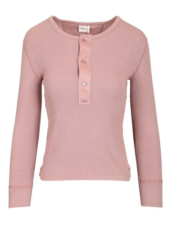 Chloé Cotton Henley Shirt - Multicolor