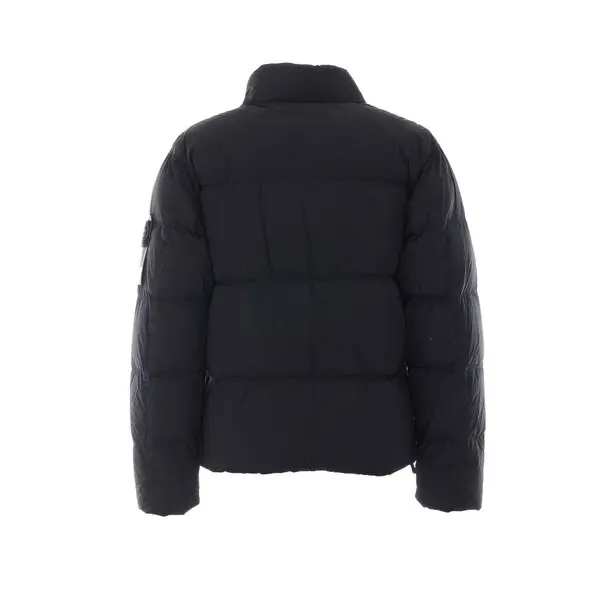 Stone Island Logo Garment Dyed Crinkle Reps Down Jacket