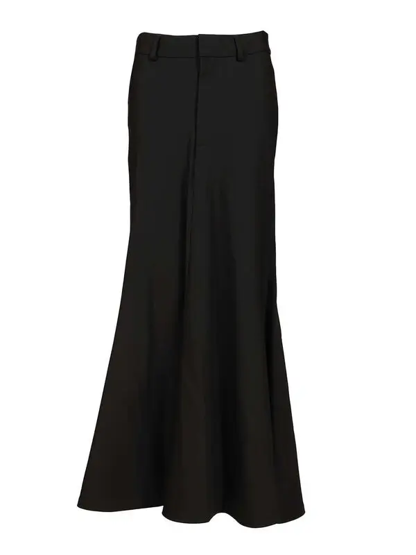 Balenciaga Virgin Wool Godet Maxi Skirt - Black