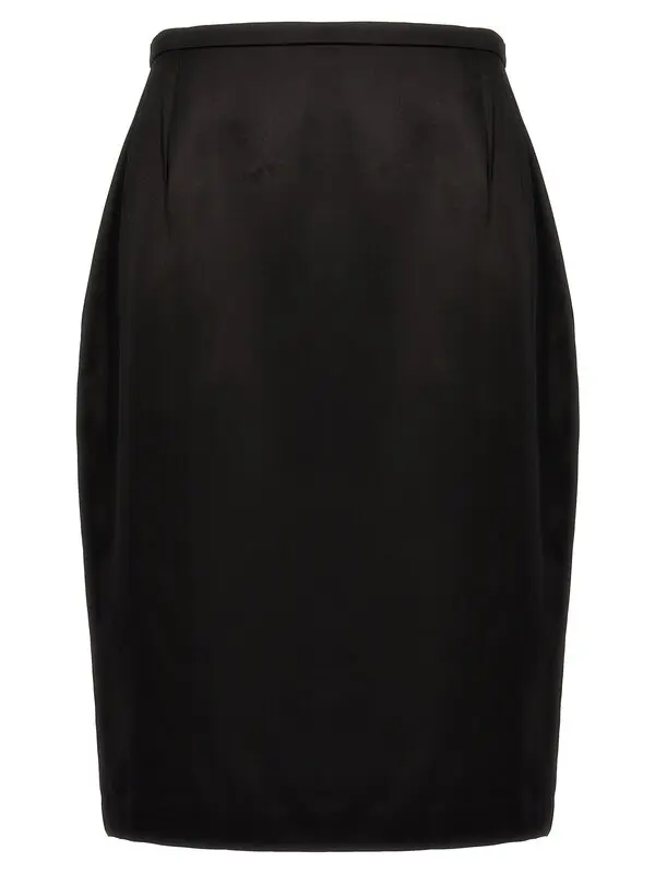 Saint Laurent Viscose Satin Pencil Skirt - Black