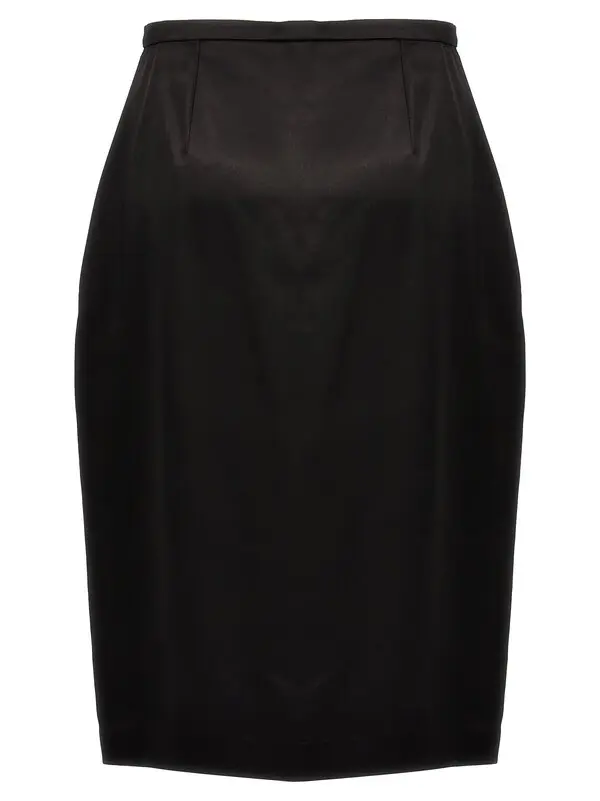 Saint Laurent Viscose Satin Pencil Skirt