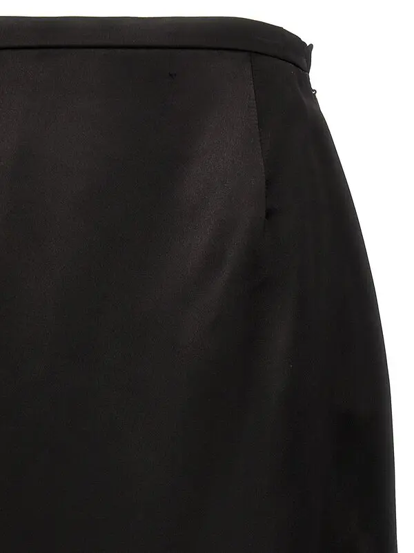 Saint Laurent Viscose Satin Pencil Skirt