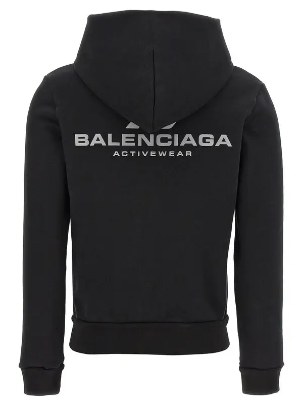 Balenciaga Logo Print Zip Up Hoodie