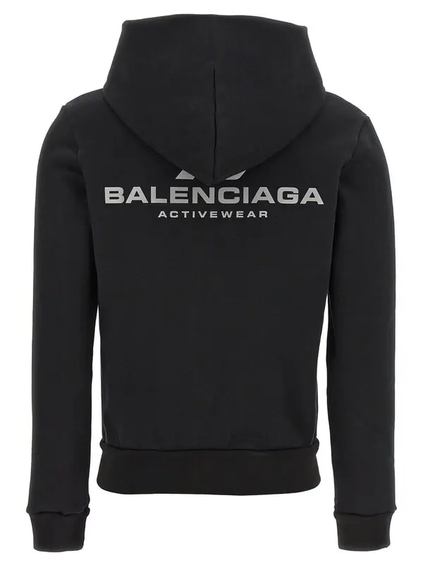 Balenciaga Logo Print Zip Up Hoodie