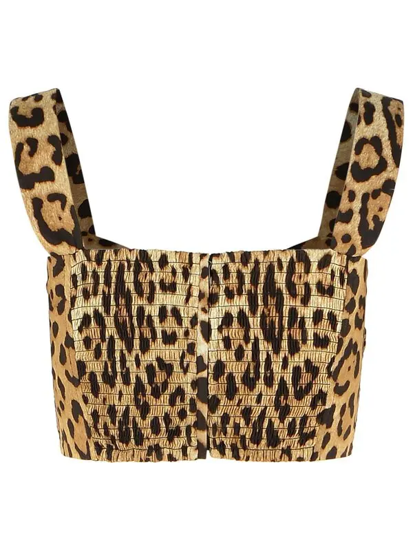 Dolce & Gabbana Cotton Leopard-print Bustier - Brown