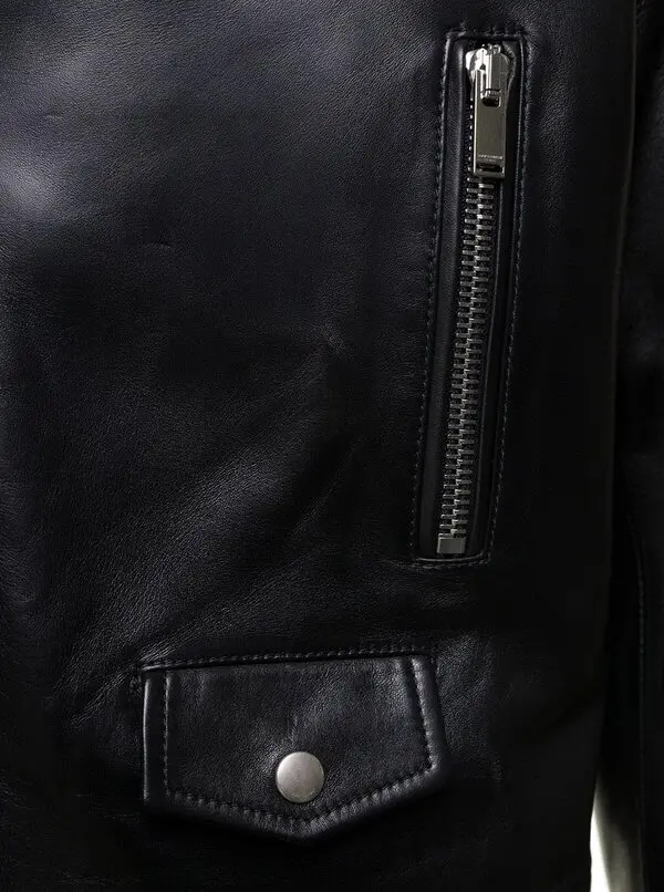 Saint Laurent Biker Jacket With Zipped Pockets In Smooth Leather
