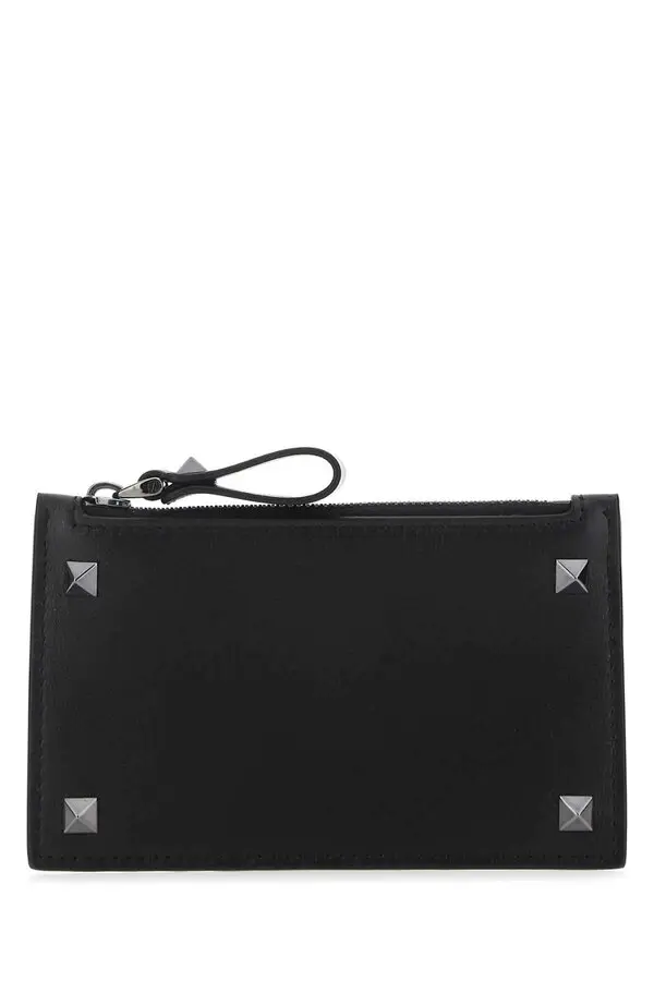 Valentino Garavani Leather Rockstud Card Holder - Black