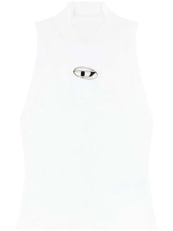 DIESEL® Ribbed Knit High Neck Tank Top - Multicolor