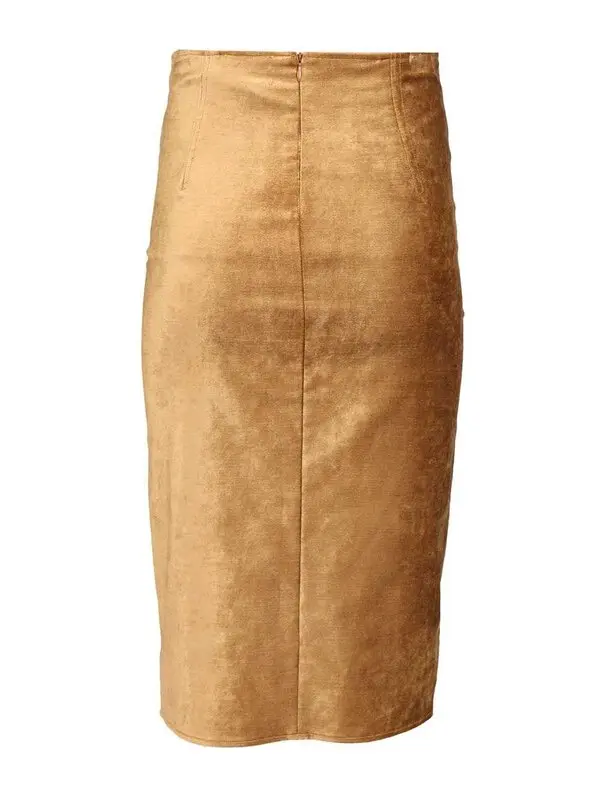 FORTE_FORTE Stretch Velvet Skirt - Gold