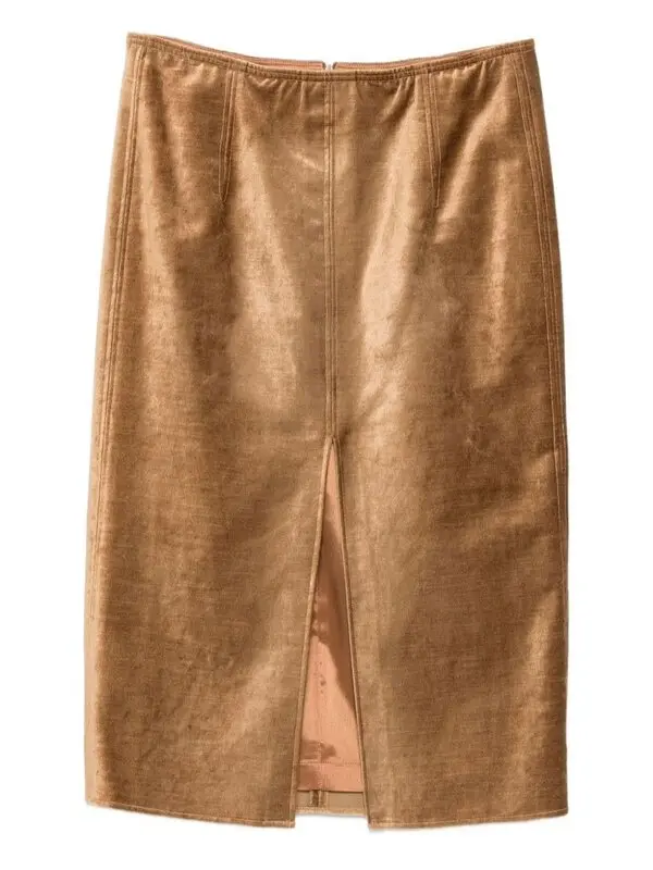 FORTE_FORTE Stretch Velvet Skirt - Gold