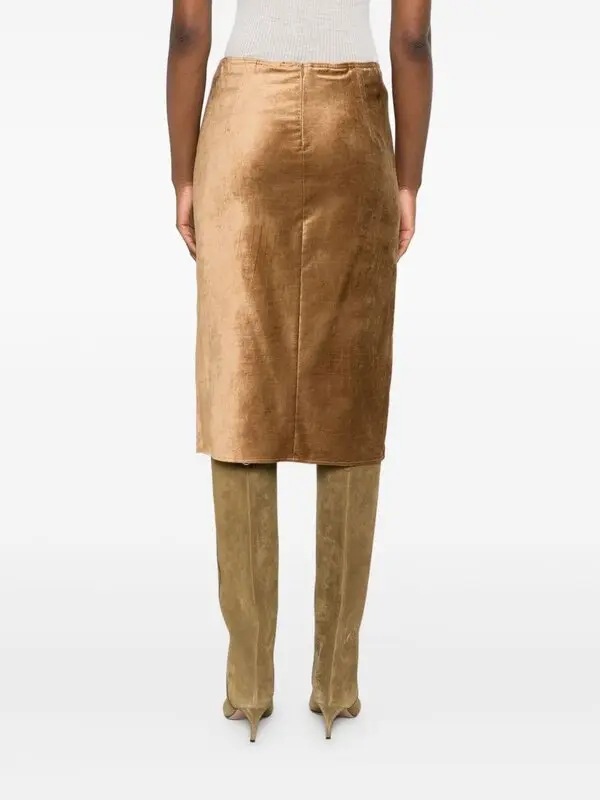 FORTE_FORTE Stretch Velvet Skirt - Gold