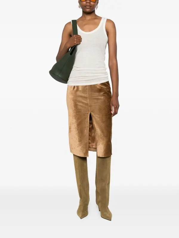 FORTE_FORTE Stretch Velvet Skirt - Gold