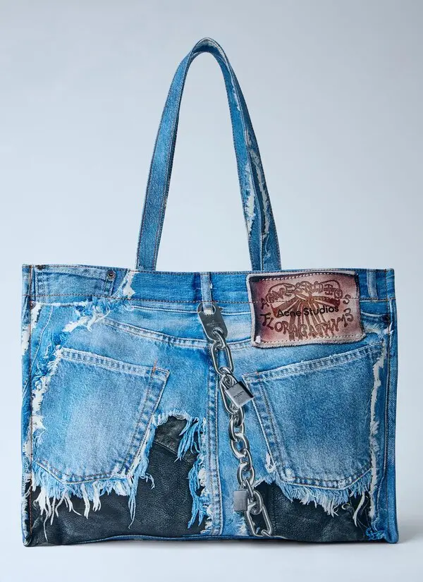 Acne Studios Trompe-l'oeil Tote Bag - Blue