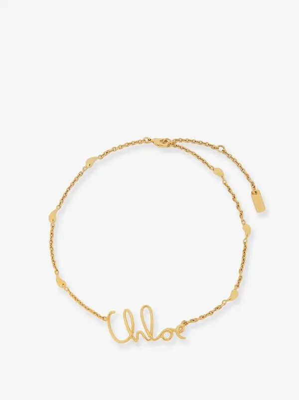 Chloé Brass Necklace With Lettering Logo - Multicolor