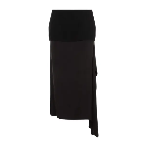 JIL SANDER Wool Midi Skirt - Black