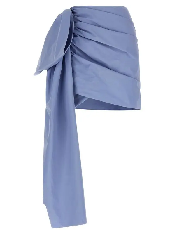 SELF-PORTRAIT Cotton Tie-side Mini Skirt - Blue