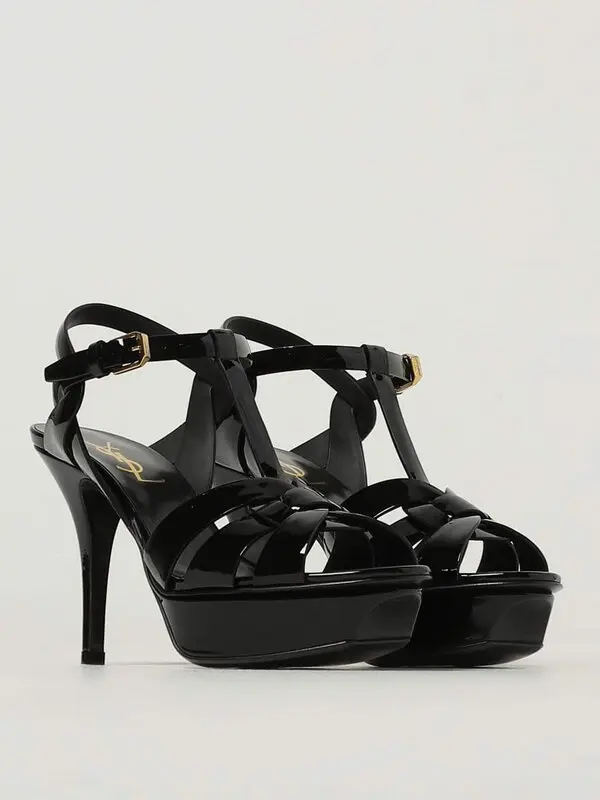 Saint Laurent Patent Leather Heeled Sandal