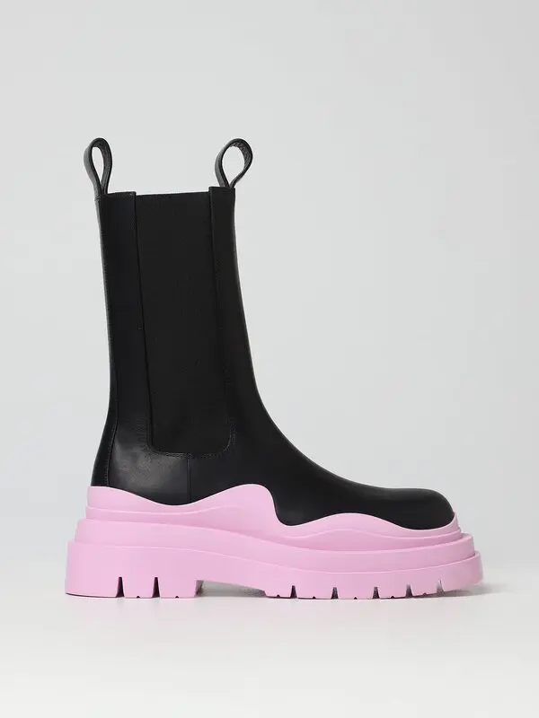 Bottega Veneta Tire Leather Boots - Bubblegum Pink