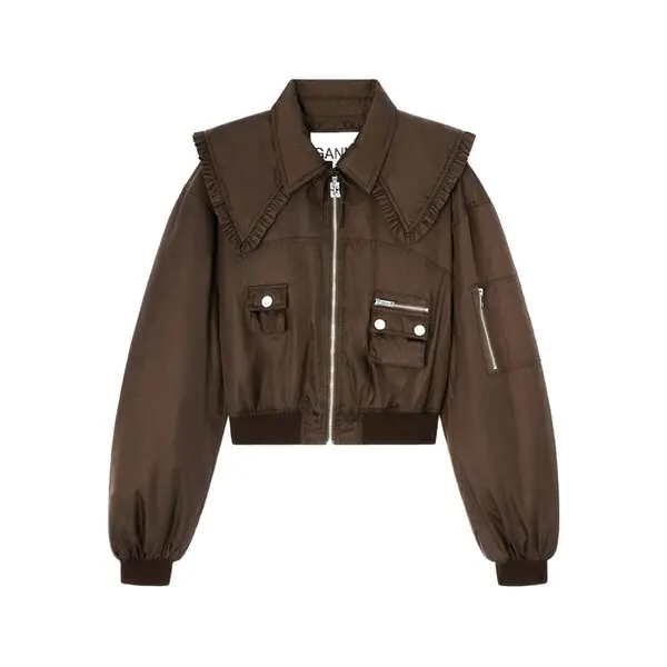 GANNI Jackets Bomber Jackets - Brown