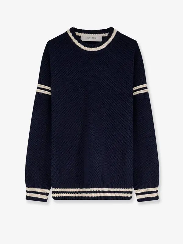 GOLDEN GOOSE Journey Cotton Knit Sweater - Blue