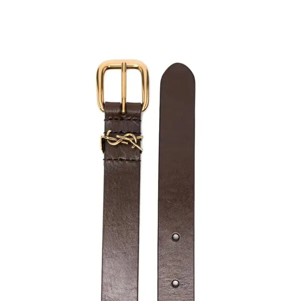 Saint Laurent Calf Leather Monogram Belt