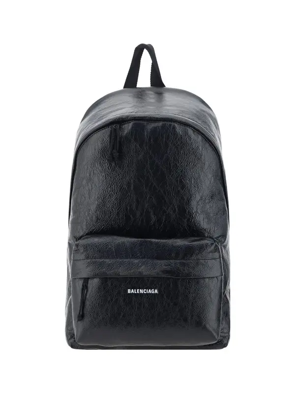 Balenciaga Explorer Leather Backpack - Black