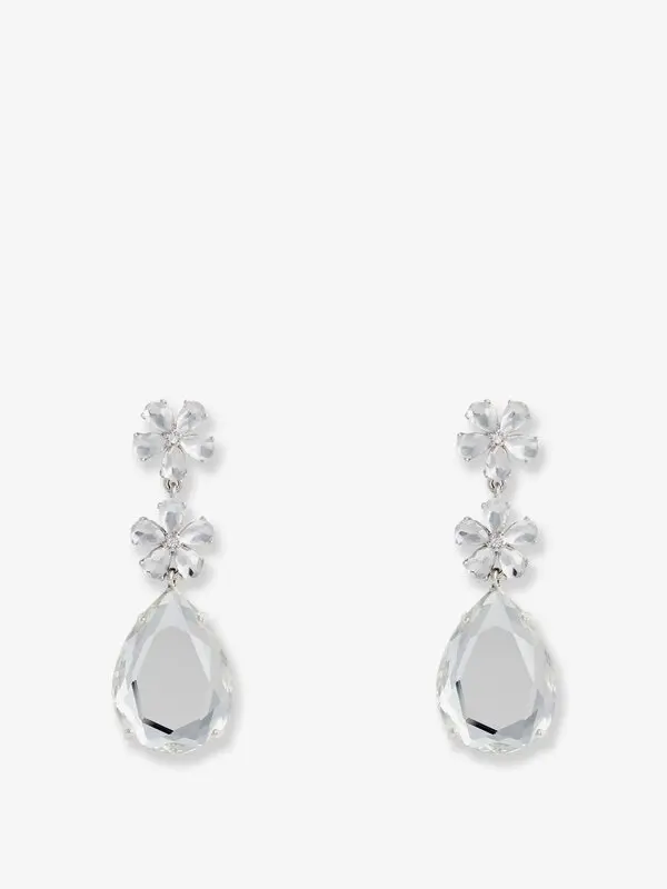 SELF-PORTRAIT Crystal Flower Tiered Earrings