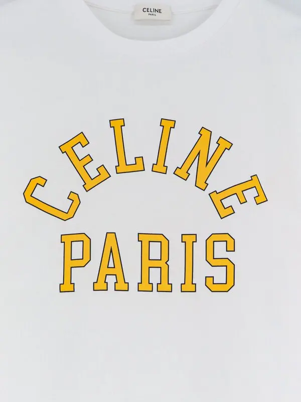 Celine Cotton T-shirt With Front Logo Print