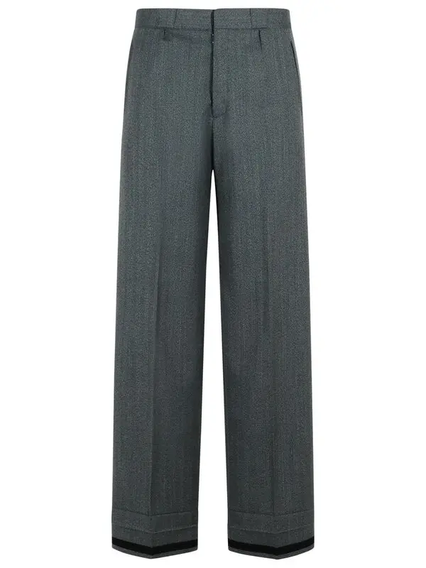 MAISON MARGIELA Grey Wool Blend Trousers - Gray