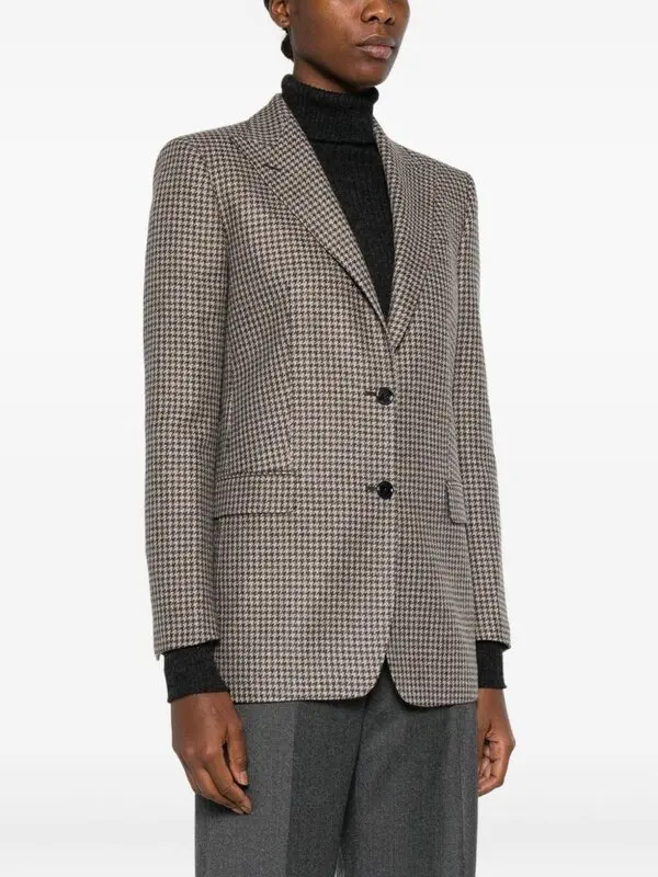 Tagliatore Bertha Houndstooth Blazer - Cream
