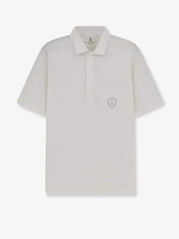 Brunello Cucinelli Virgin Wool Polo Shirt With Front Logo Patch - Multicolor