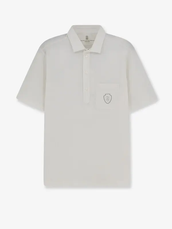 Brunello Cucinelli Virgin Wool Polo Shirt With Front Logo Patch - Multicolor