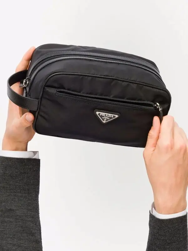 Prada Re-nylon And Saffiano Leather Travel Pouch
