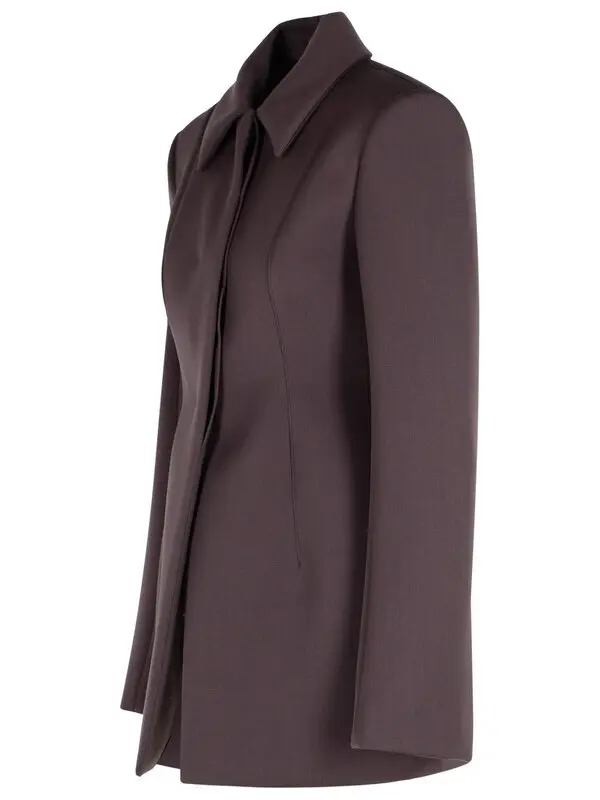 Sportmax Bacio' Tight Jacket In Coffee Virgin Wool Blend