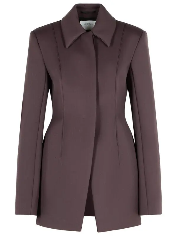 Sportmax Bacio' Tight Jacket In Coffee Virgin Wool Blend - Brown