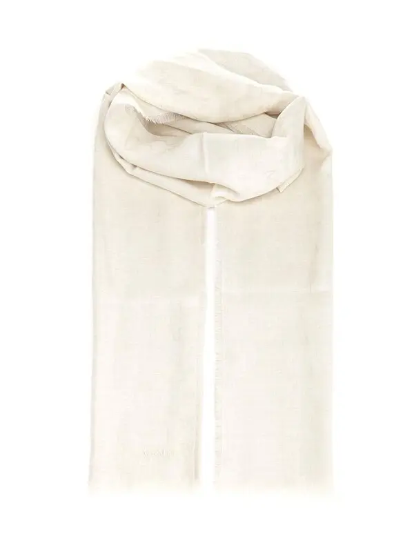 Max Mara Monogram Wool Stole - White