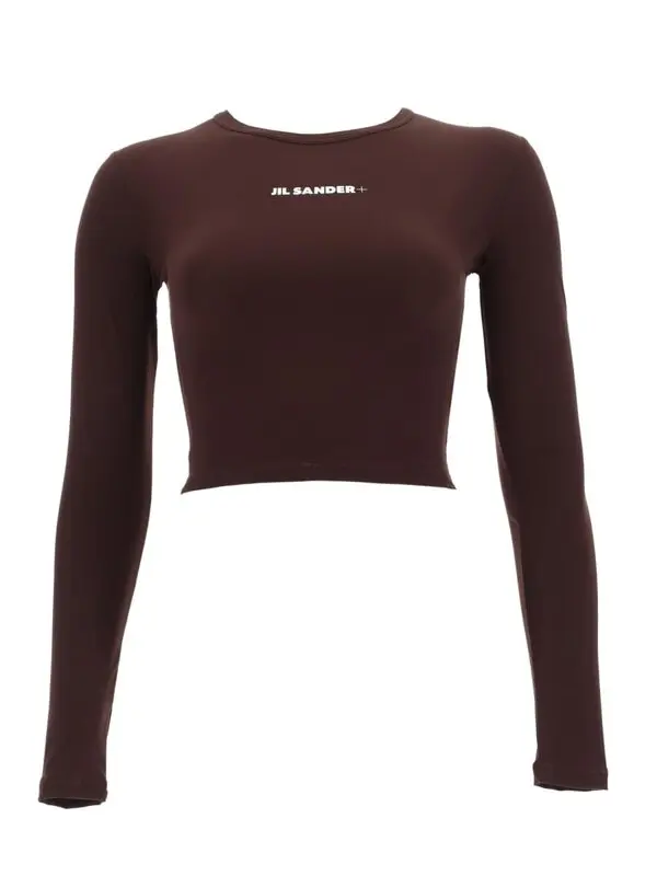 JIL SANDER Cropped Logo Top - Brown