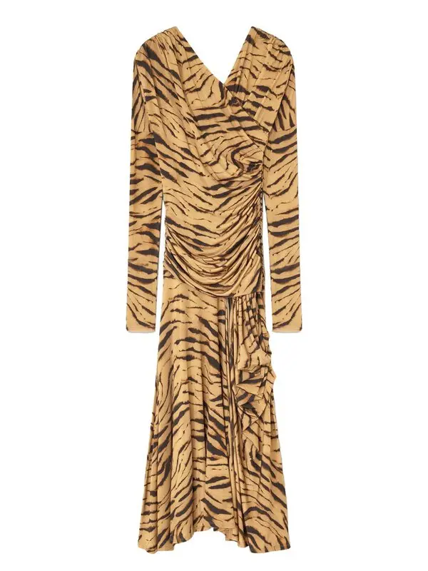 GANNI Long Dress With Zebra Print