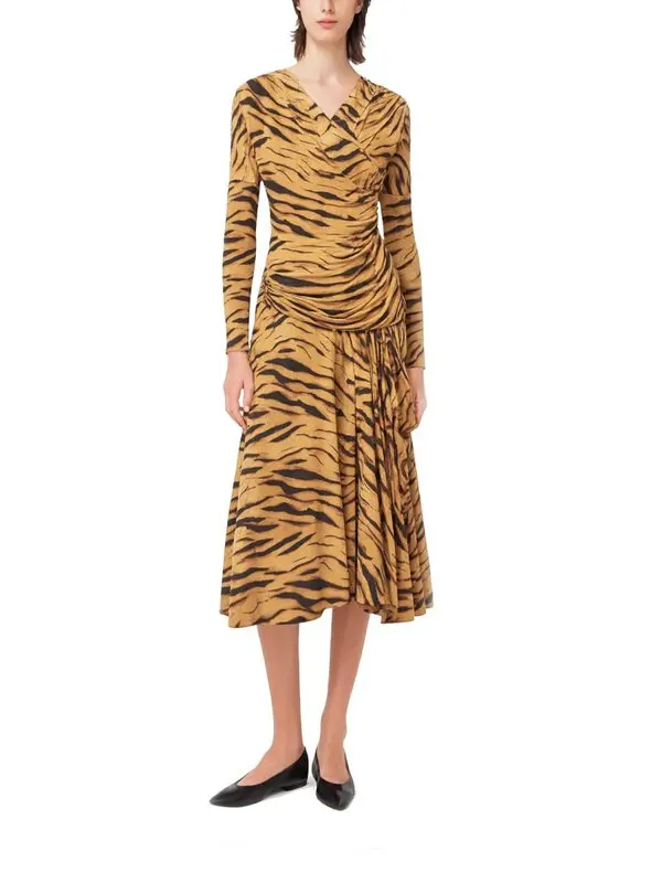 GANNI Long Dress With Zebra Print